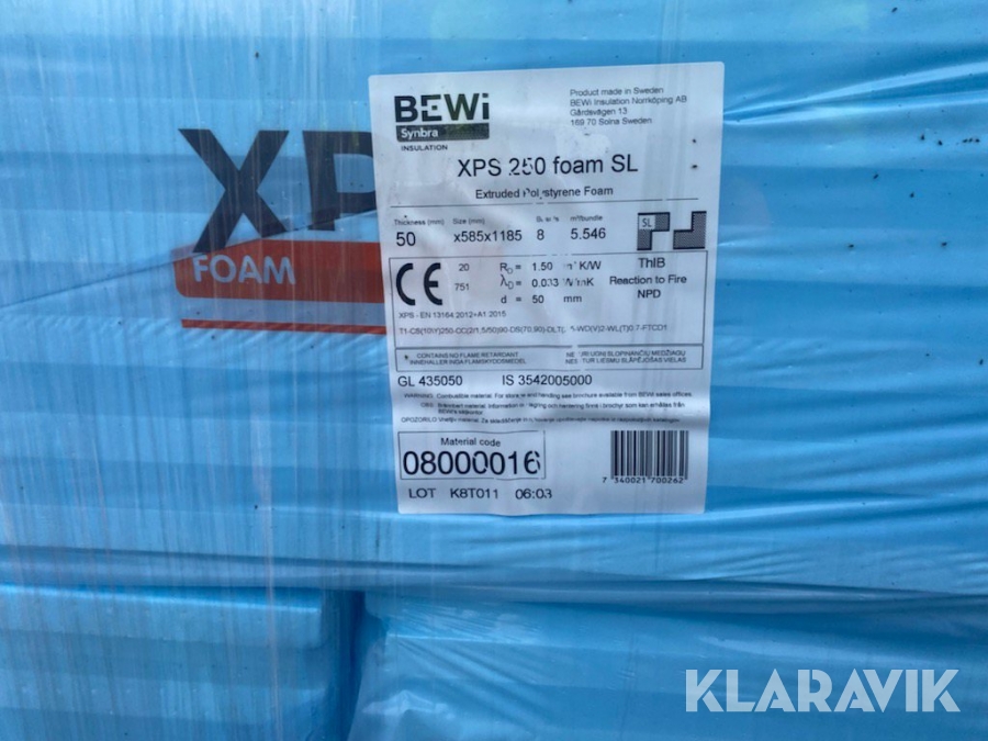Klaravik Auktioner | Cellplast XPS 250 foam SL 155m2