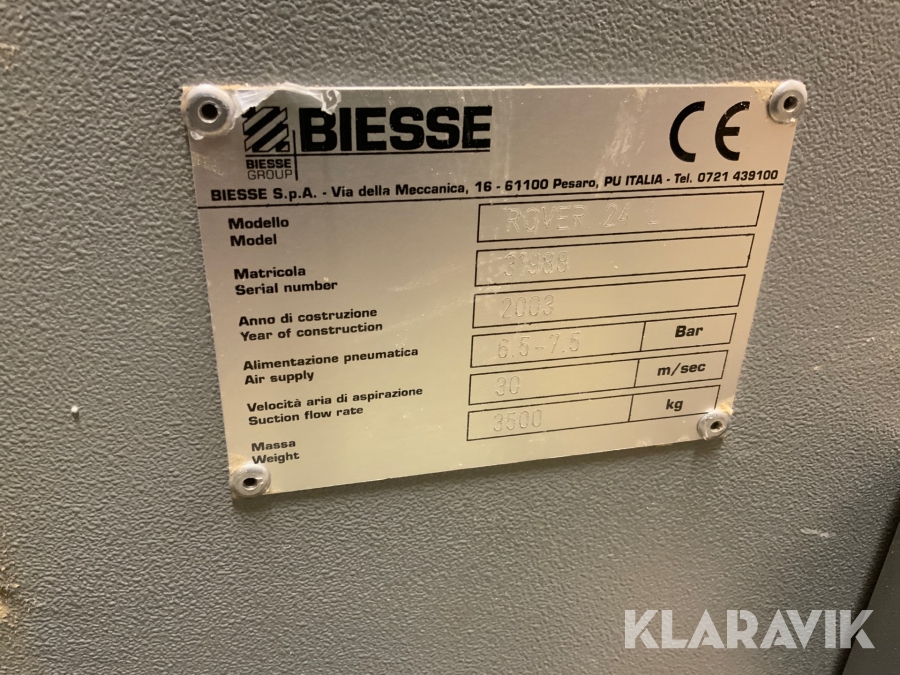 CNC maskin Biesse Rover 24 L, Tibro, Klaravik auktioner