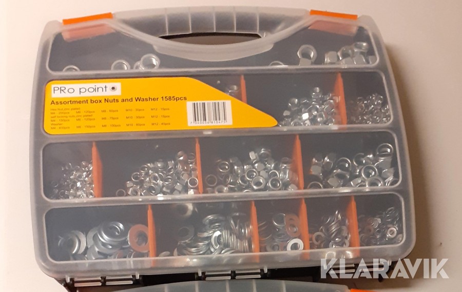 Sortiment bult, mutter, brickor 2036 delar