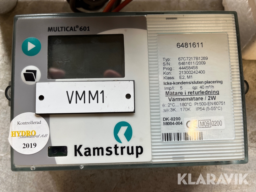 Flödesmätare Kamstrup Multical 601, Varberg, Klaravik auktio