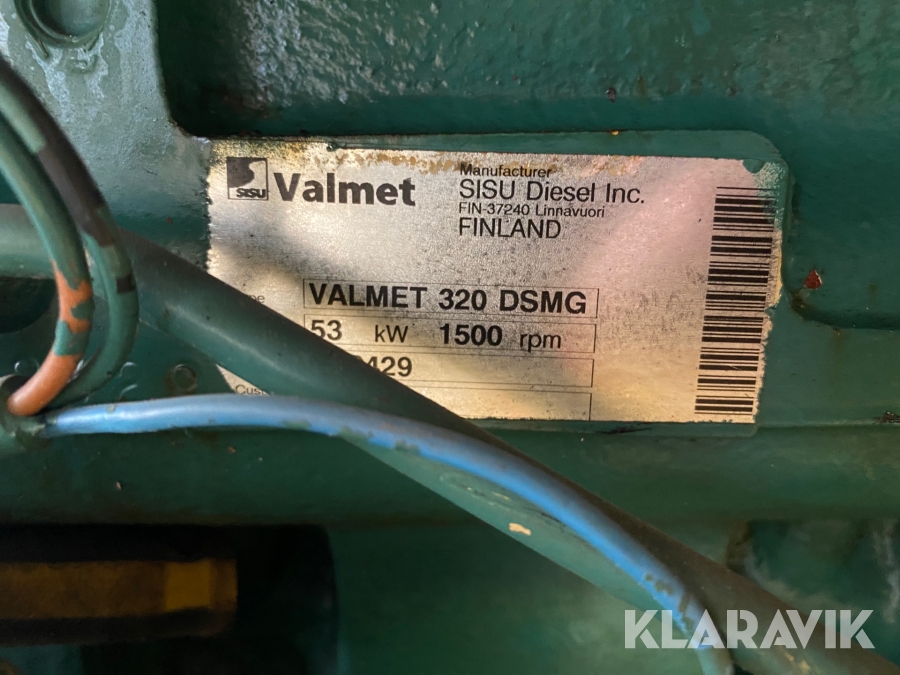 Klaravik Auktioner | Generatormotor Valmet 320 dsmg 53kW 1500 RPM