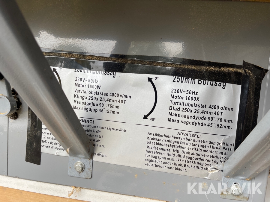 Klaravik Auktioner | Bordssåg Meec M1YD-JF1-250 med bord