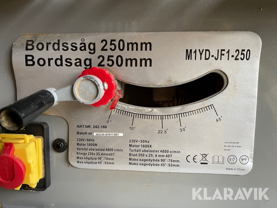Klaravik Auktioner | Bordssåg Meec M1YD-JF1-250 med bord