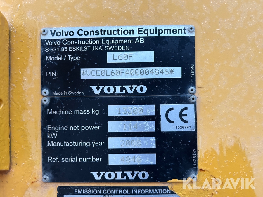 Hjullastare Volvo L60F, Falun, Klaravik auktioner