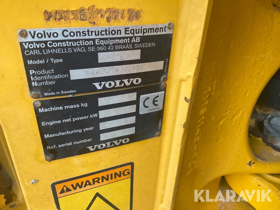 Dumper Volvo A25E, Boden, Klaravik auktioner