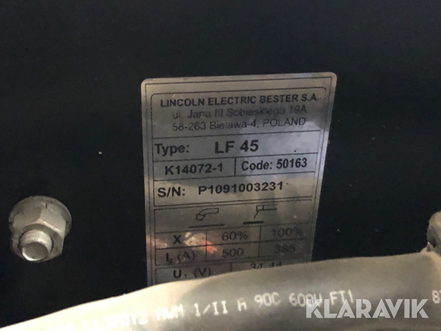 Klaravik Auktioner | Migsvets Lincoln Speedtec 500S