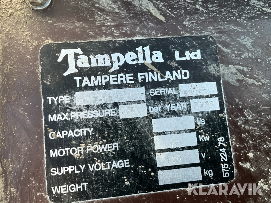 Skruvkompressor Biab Tamrock F-11, Vindeln, Klaravik auktion