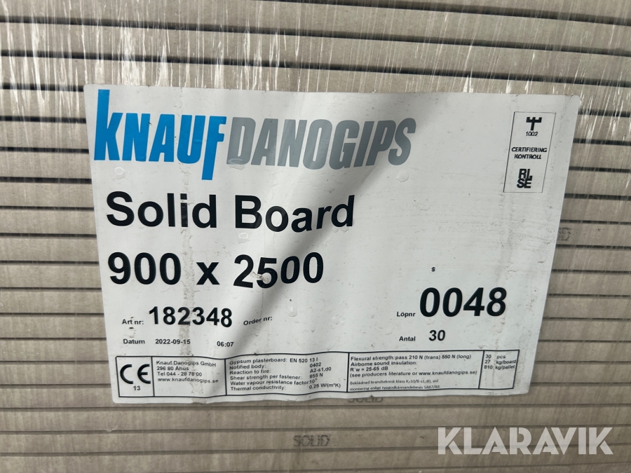 Solid Board Knauf 900x2500, Örnsköldsvik, Klaravik auktioner