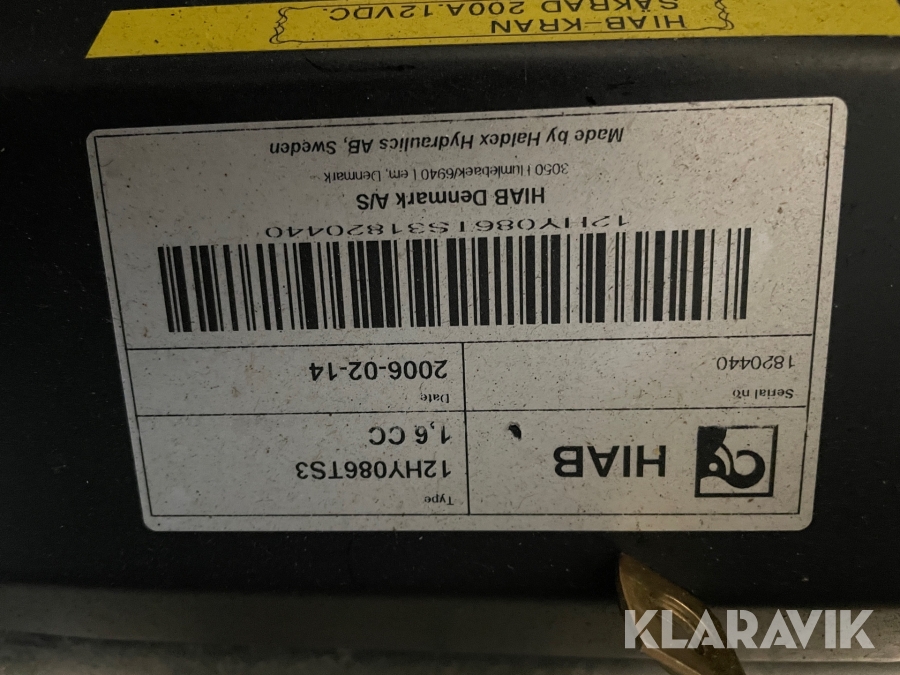 Kran Hiab 008T, Lysekil, Klaravik auktioner