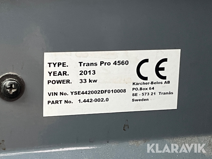 Redskapsbärare Belos Trans Pro 4560, Sigtuna, Klaravik aukti