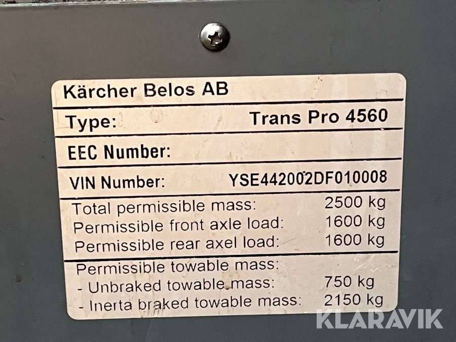 Redskapsbärare Belos Trans Pro 4560, Sigtuna, Klaravik aukti