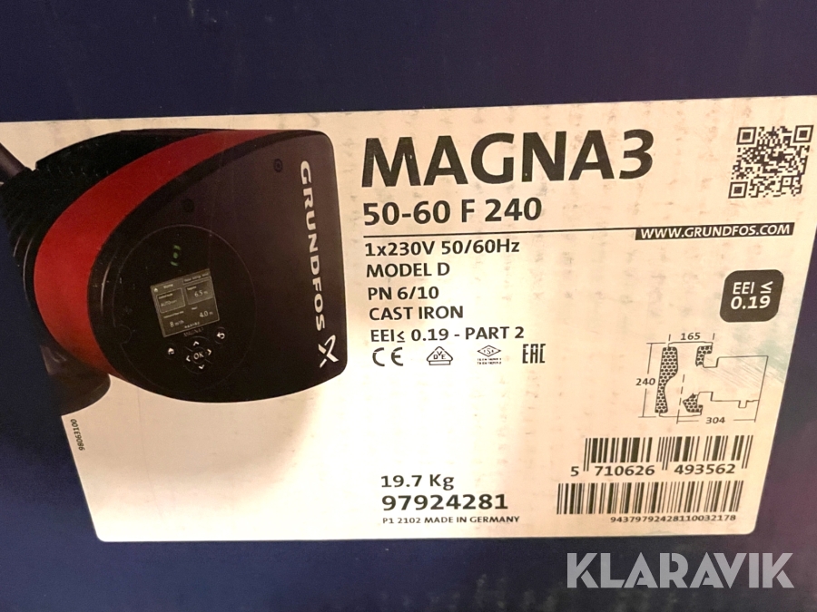 Cirkulationspump Grundfos Magna 3 50-60 F 240, Sunne, Klarav