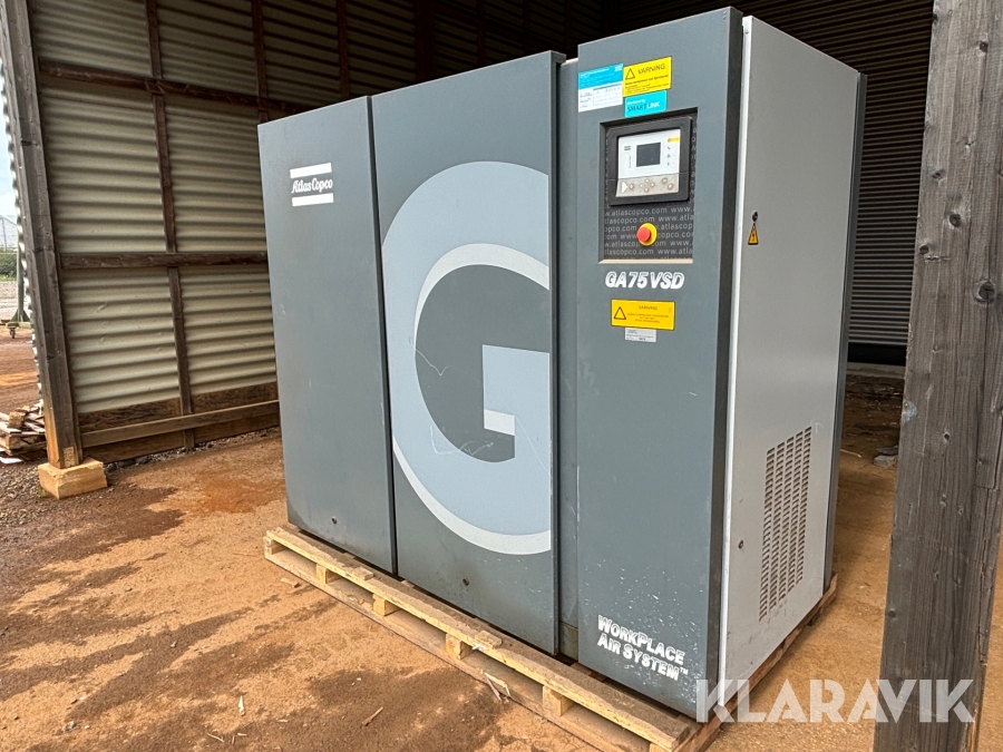 Kompressor Atlas Copco GA75VSD, Örebro, Klaravik auktioner