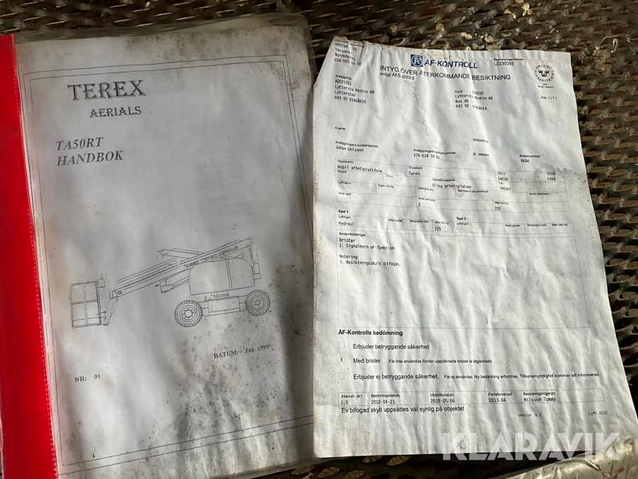 Bomlift Terex TA 50RT, Vingåker, Klaravik auktioner