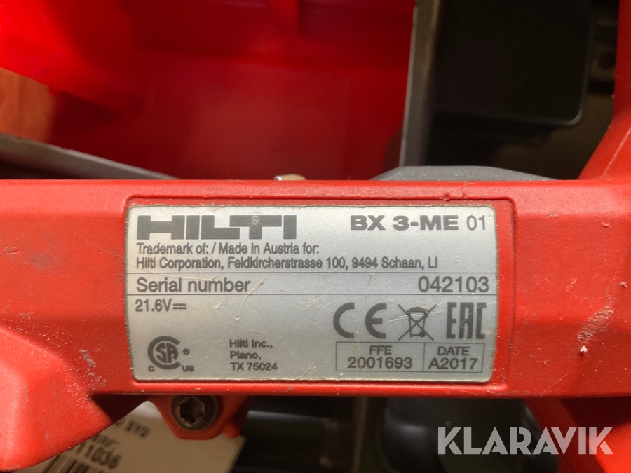 Bultpistol Hilti BX 3 ME, Jönköping, Klaravik auktioner