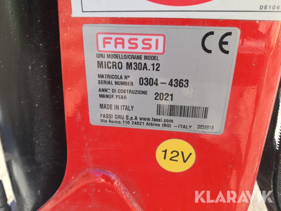 Kran Fassi Micro M30A.12, Jönköping, Klaravik auktioner