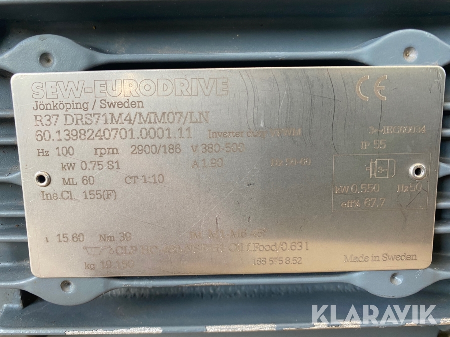 Elmotorn SEW-Eurodrive R37 DRS71M4/MM07/LN, Bjuv, Klaravik a
