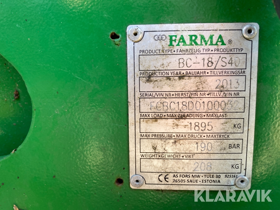 Klaravik Auktioner | Trädklipp Farma BC-18/S40