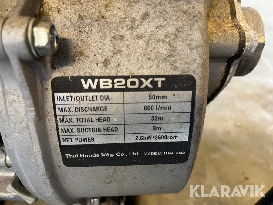 Vattenpump Honda WB20XT, Stockholm, Klaravik auktioner