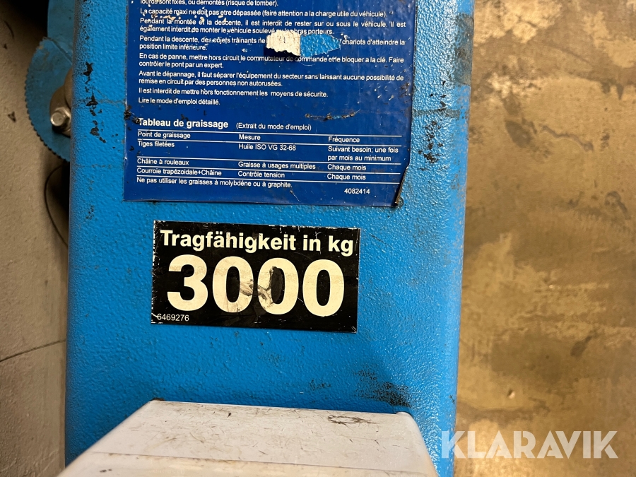 Tvåpelarlyft Hofmann Duolift MTF3000, Sundbyberg, Klaravik a