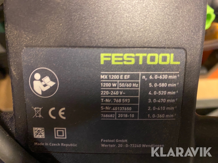 Vispmaskin Festool MX 1200 EEF, Västerås, Klaravik auktioner