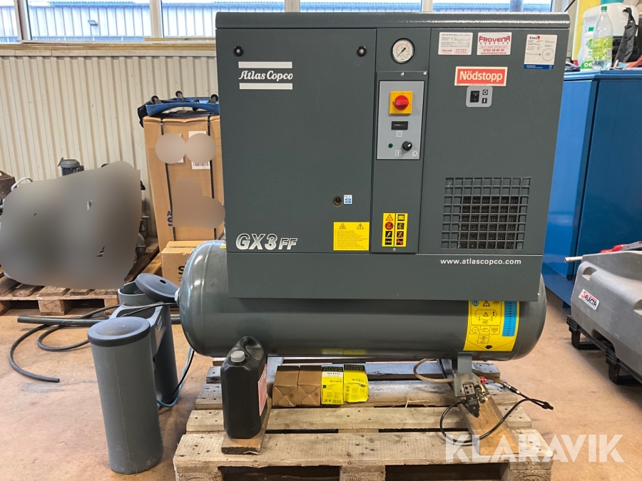 Kompressor Atlas Copco GX 3FF, Vårgårda, Klaravik auktioner