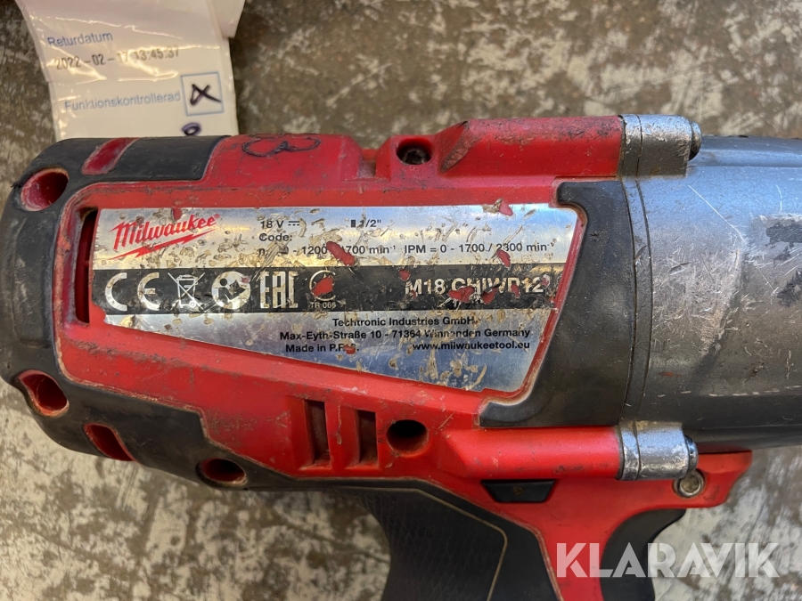 Mutterdragare Milwaukee M18, Nacka, Klaravik auktioner