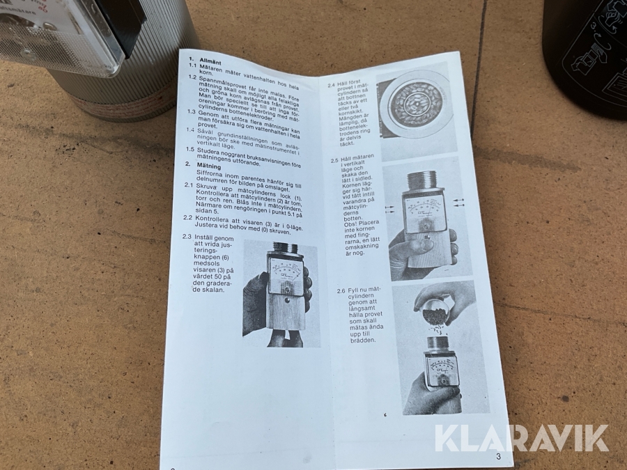 Vattenhaltsmätare till spannmål Wile 35, Alingsås, Klaravik