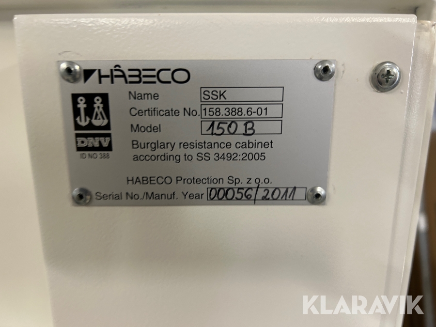 Säkerhetsskåp JÖLI SSK 150 B, Gislaved, Klaravik auktioner