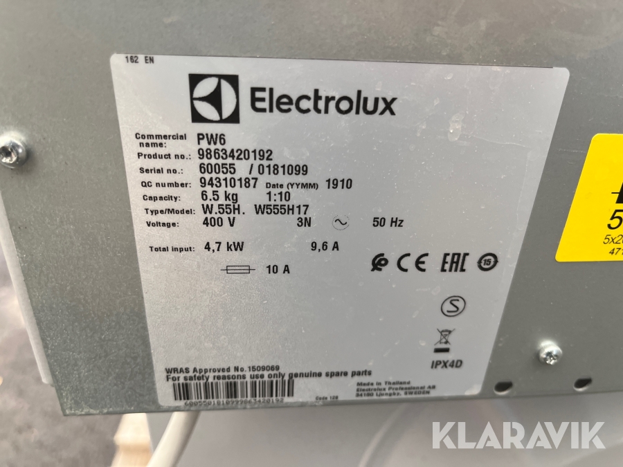 Tvättmaskin Electrolux PW6, Linköping, Klaravik auktioner