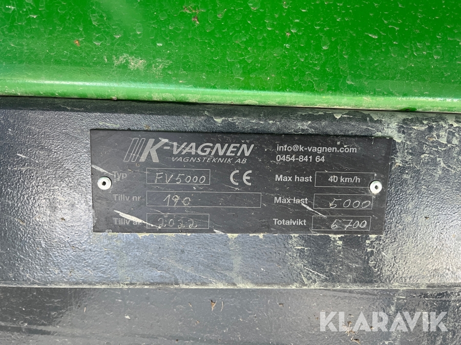 Lastväxlarvagn K-vagnen FV5000, Haninge, Klaravik auktioner