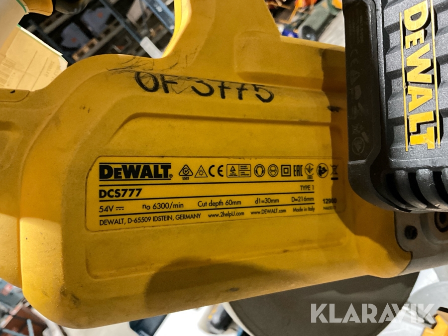Kap och gersåg Dewalt DCS777, Umeå, Klaravik auktioner