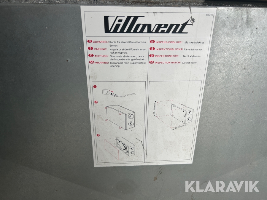 Ventilationsaggregat Villavent VVX-500/700 TF, Örnsköldsvik,