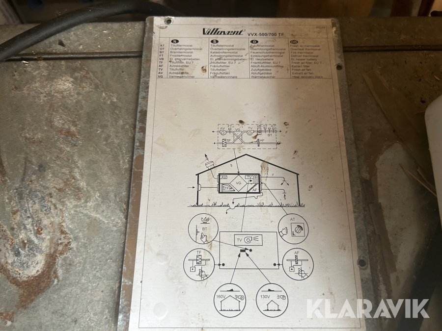 Ventilationsaggregat Villavent VVX-500/700 TF, Örnsköldsvik,