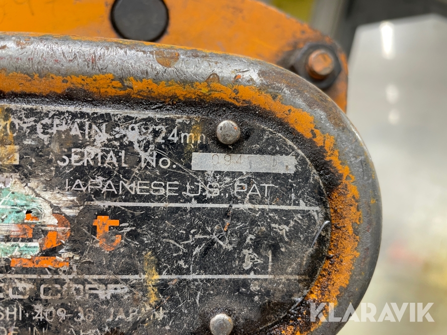 Kättingtalja Kito 200KG, Svalöv, Klaravik auktioner