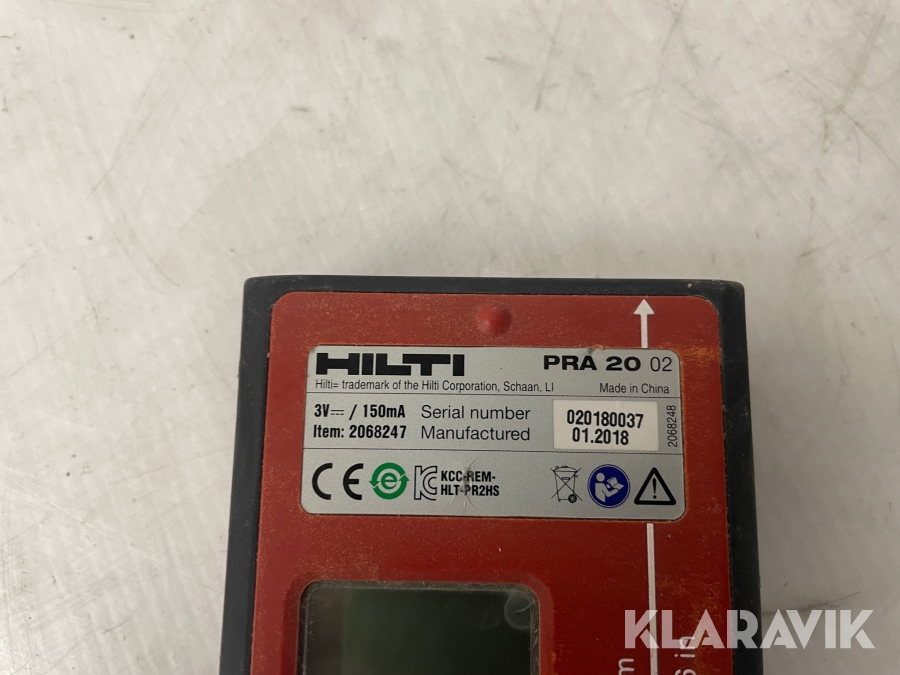 Planlaser, lasermottagare Hilti PR 2-HS, PRA 20, Svalöv, Kla