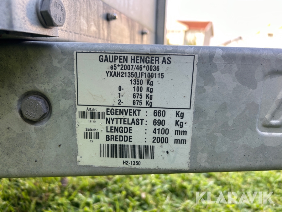 Hästtransport Gaupen Henger , Mark, Klaravik auktioner