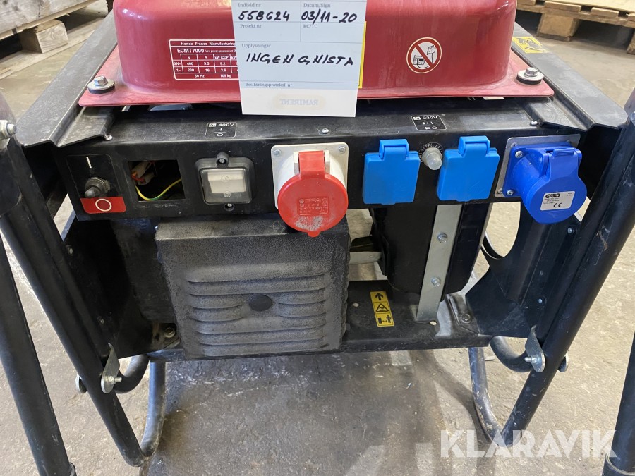 Klaravik Auktioner | Generator Honda ECMT7000