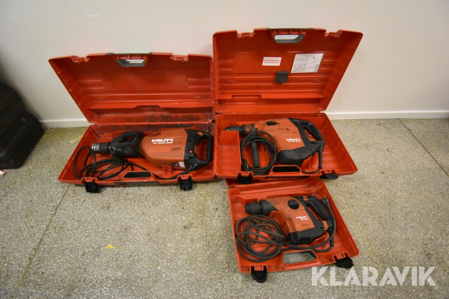 Borr och bilningsmaskiner 3 styck Hilti TE1000 AVR / TE80 AT