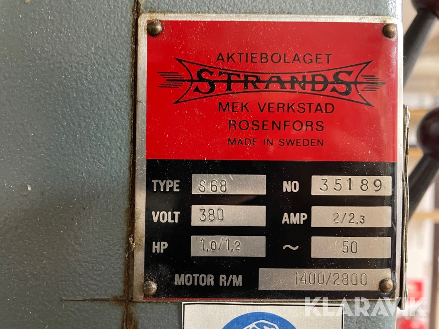 Pelarborrmaskin Strands S 68, Trollhättan, Klaravik auktione