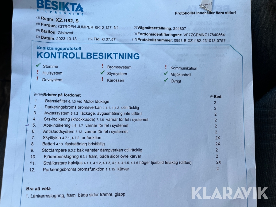 Skåpbil Citroën, Gislaved, Klaravik auktioner