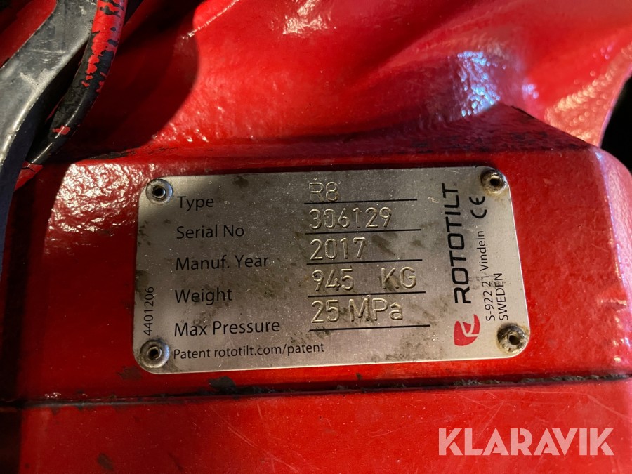 Tiltrotator Rototilt R8 med direktinfäst