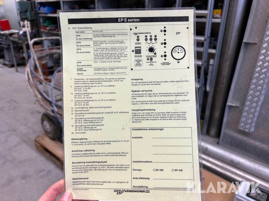 Elpanna Värmebaronen EP 42 E, Kungälv, Klaravik auktioner