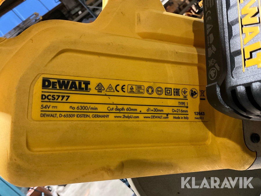 Kap och gersåg Dewalt DCS777, Umeå, Klaravik auktioner