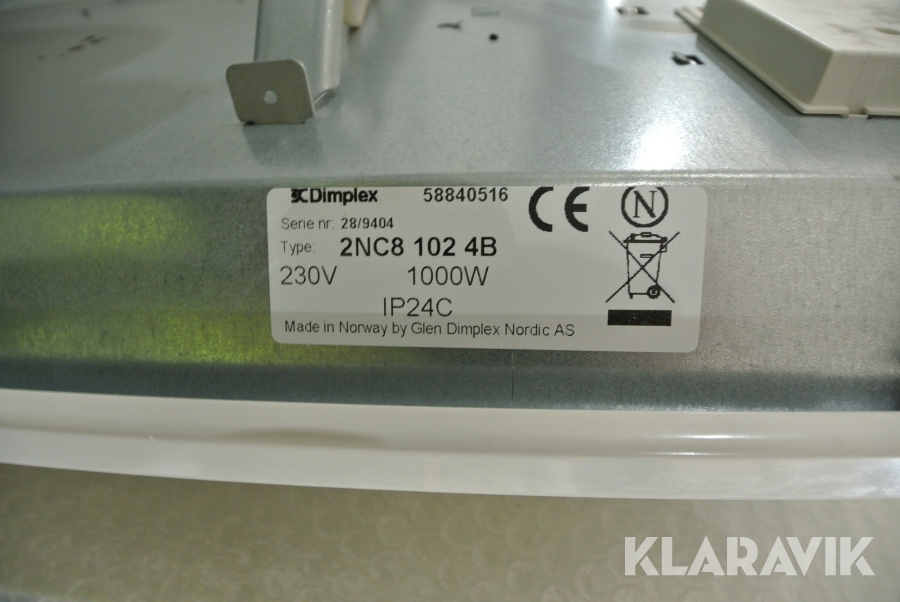 Värme element Tego Roundline Dimplex 2NC 102 4B, Jönköping,