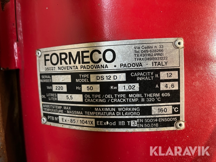 Färgdestillator Formeco, Finspång, Klaravik auktioner