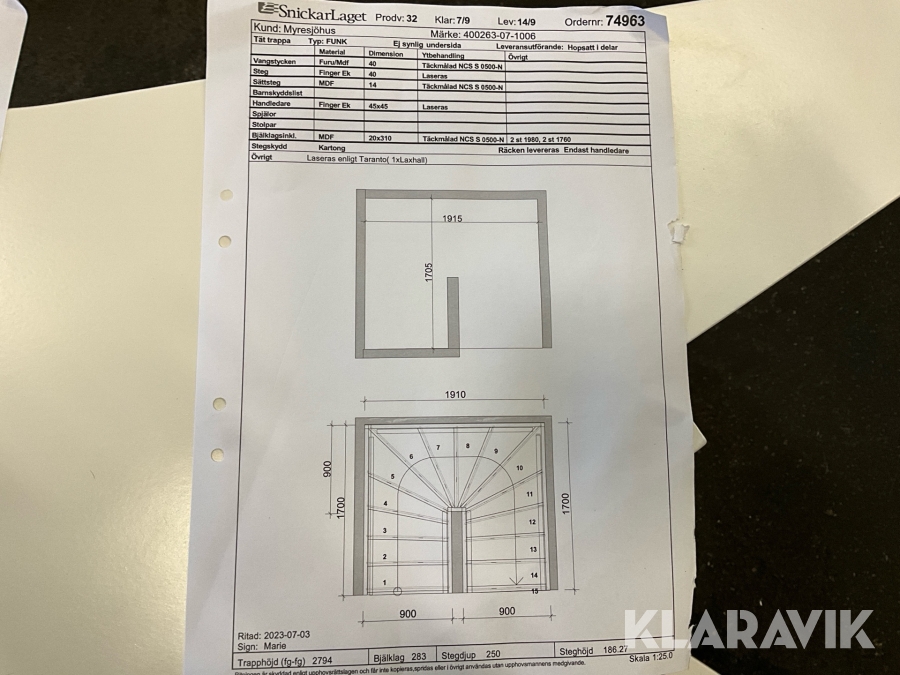 Innertrappa Snickarlaget, Vetlanda, Klaravik auktioner