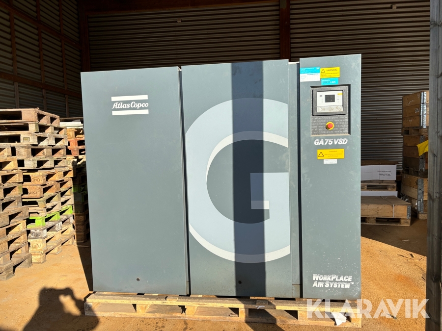 Kompressor Atlas Copco GA75VSD, Örebro, Klaravik auktioner