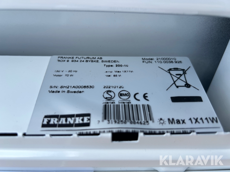 Köksfläkt Franke 200-10, Svenljunga, Klaravik auktioner