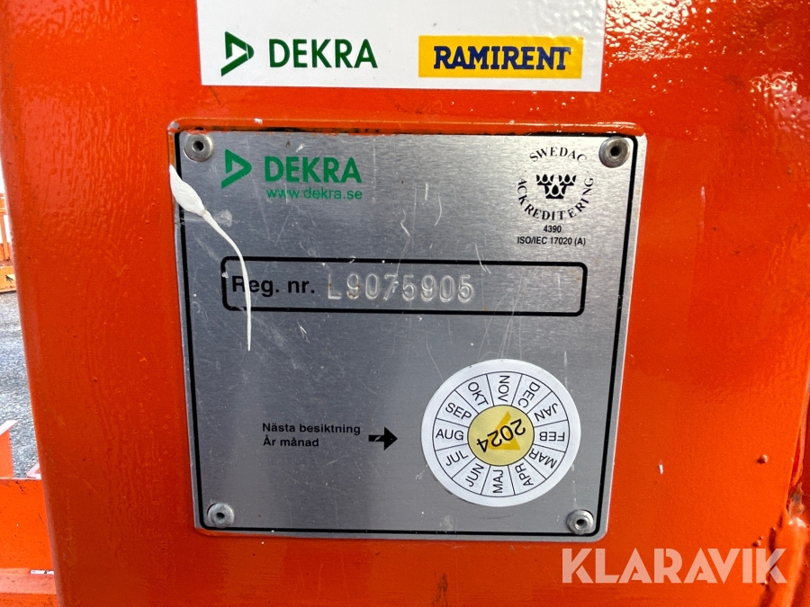 Pelarlift JLG 1230ES, Uppsala, Klaravik auktioner